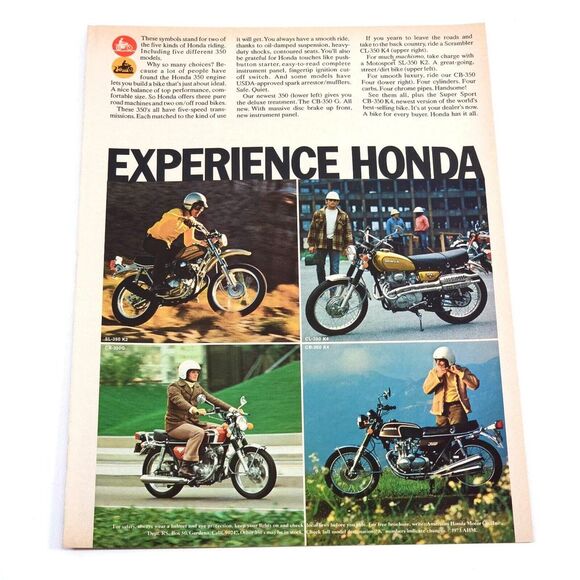 Art | Vintage Honda 35 Full Color Motorcycle Print Ad 0973 Car Craft ...